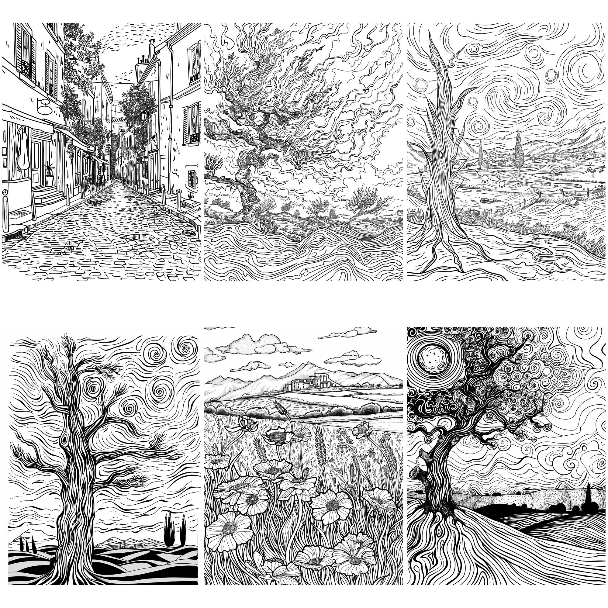 Van Gogh Coloring Pages: 50 Impressionism Art Images (digital Download ...