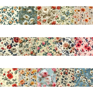Shabby Chic Flowers Digital Paper Bundle, Flower Digital Paper, Floral ...