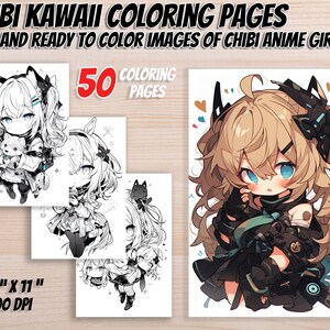 50 Kawaii Chibi Coloring Pages for Adults and Kids - Etsy