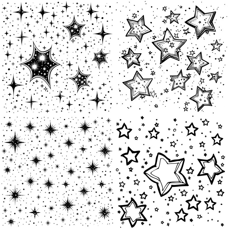 Paquete SVG PNG de estrellas, paquete SVG de patrones de estrellas ...
