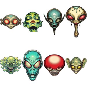 Alien Scifi Strange Creepy Halloween Clipart Bundle, Alien Clipart ...