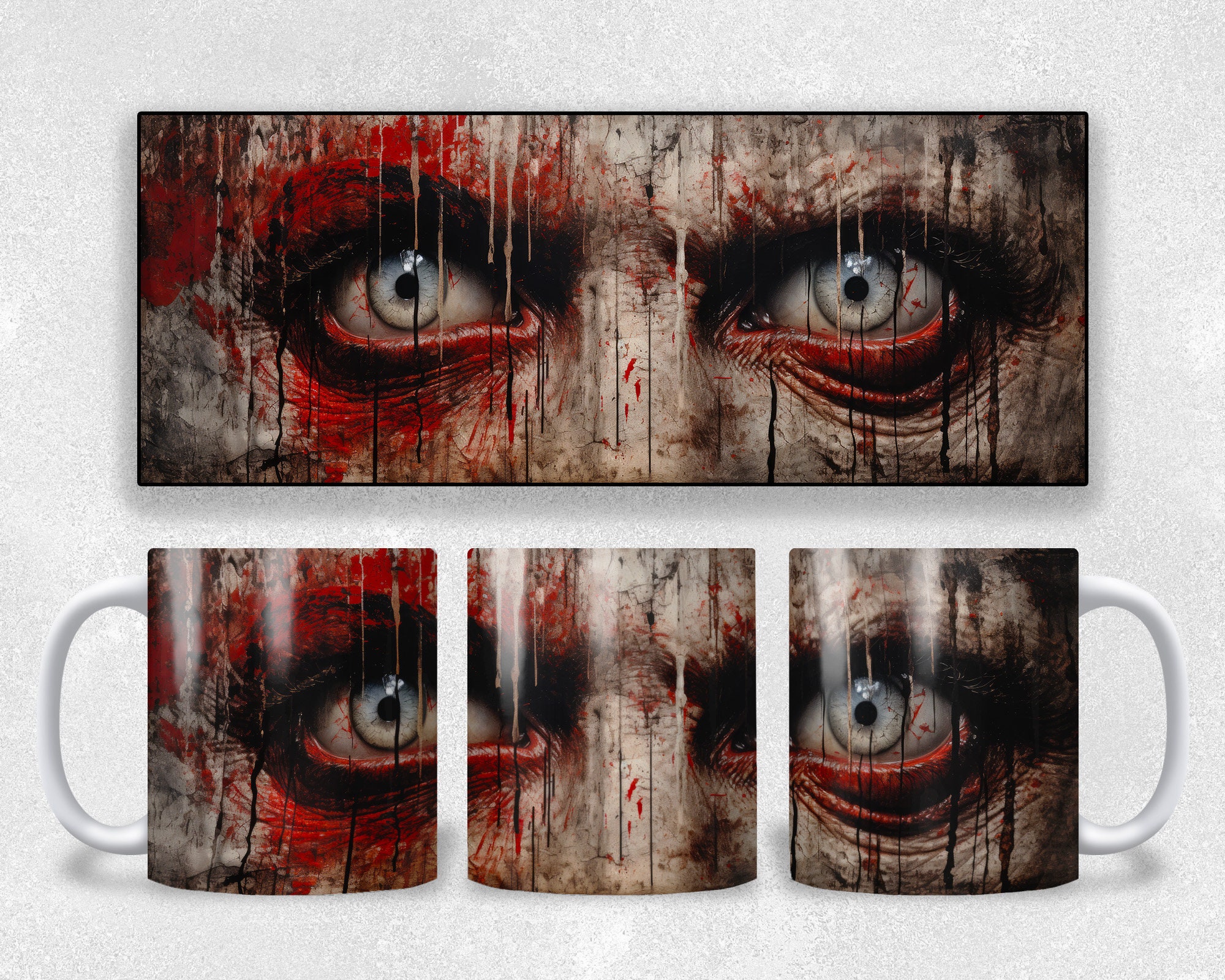 Mug Wrap Design Bundle Eye Horror, Final Girl Mug, Horror Mug Design ...