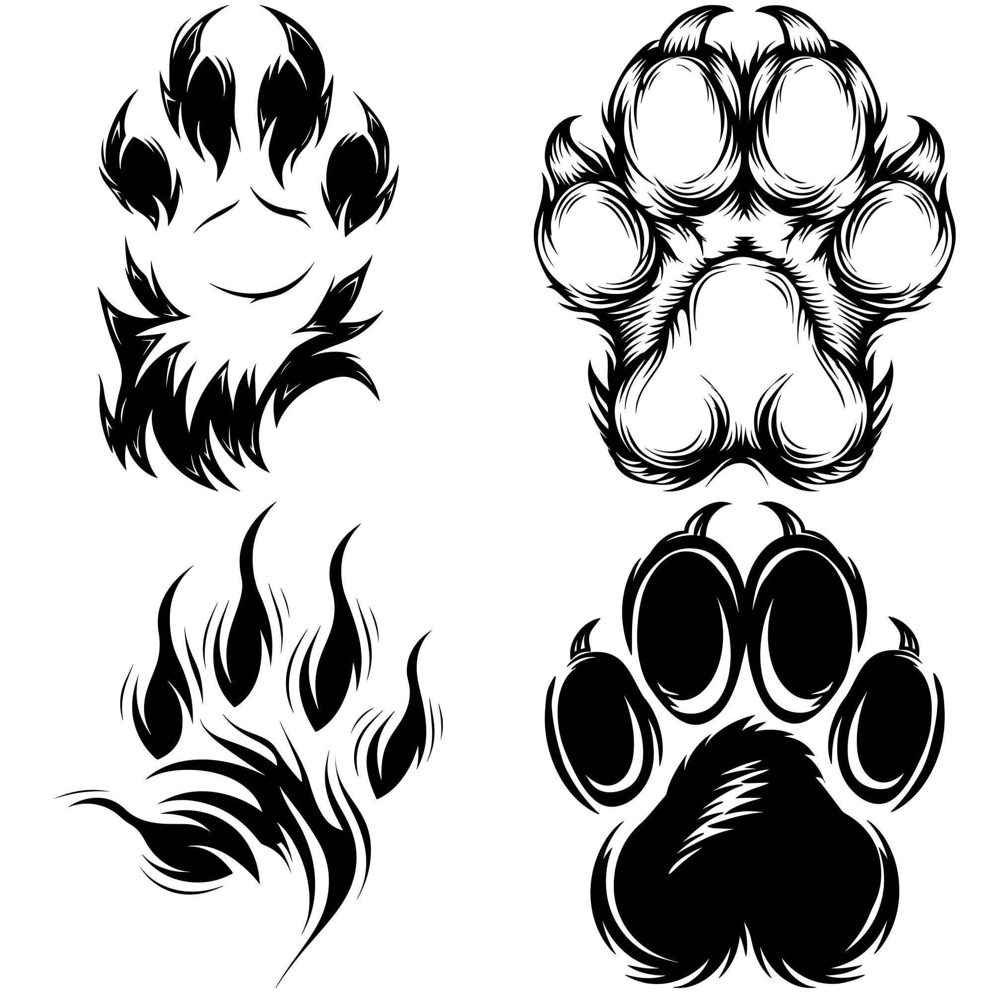 Dog Paw Prints Clipart Set Bundle / Outline Stamp Graphics / Decorative ...