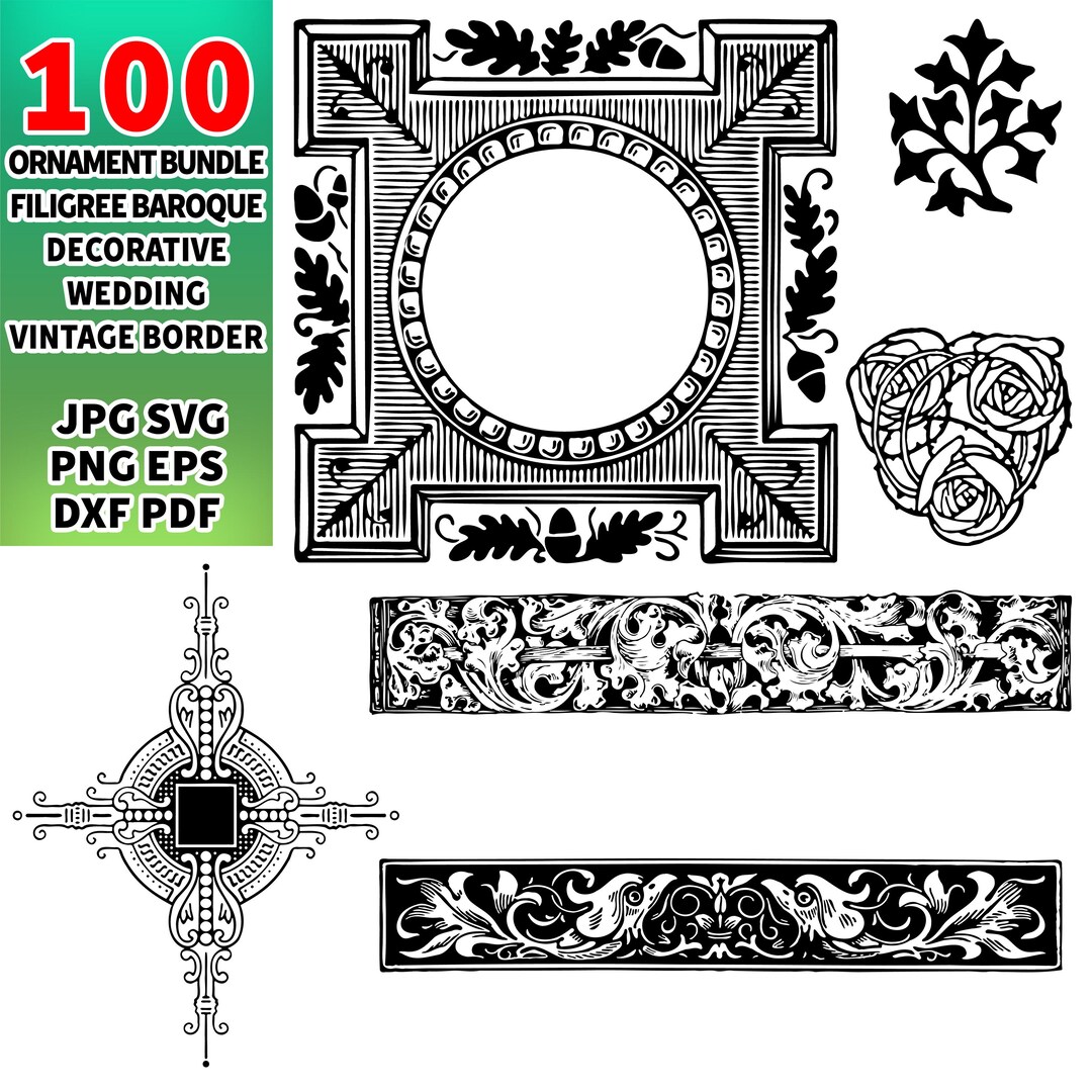 Filigree SVG Bundle: Vintage Ornament, Baroque Swirls (digital Download ...