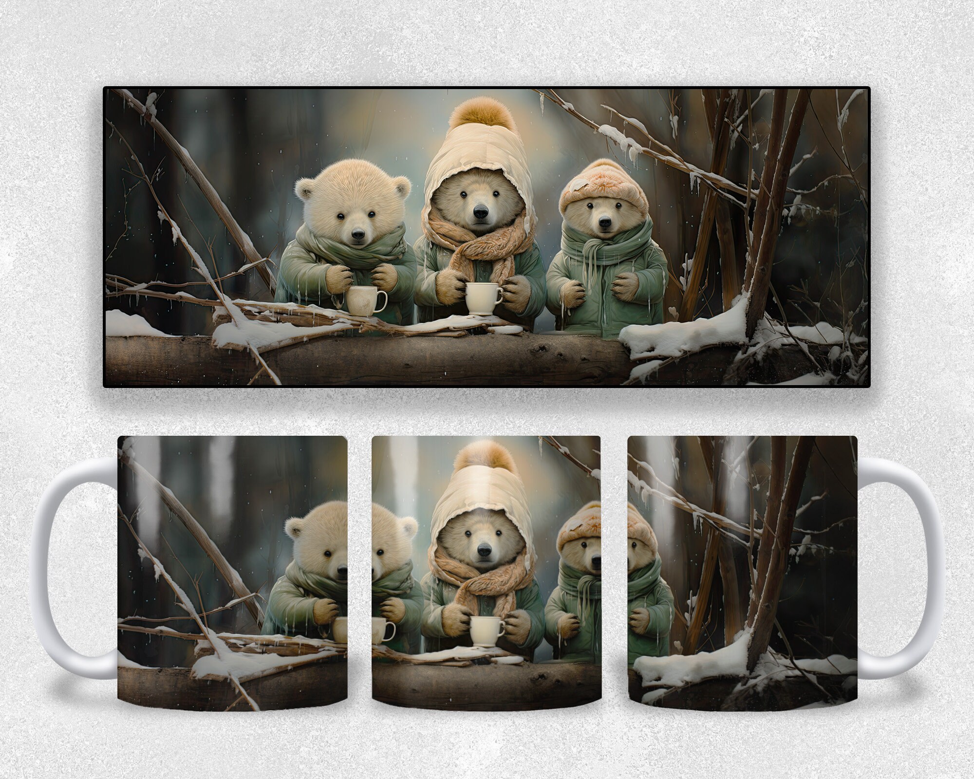 Polar Bears Mug Wrap Design Bundle, Polar Bears Mug, Bears Mug Design ...