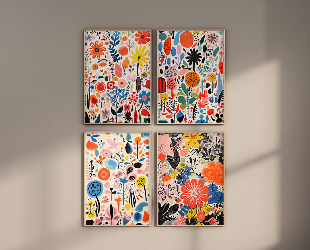 Floral Folk Art Prints: Scandinavian Posters (digital Download Set) - Etsy