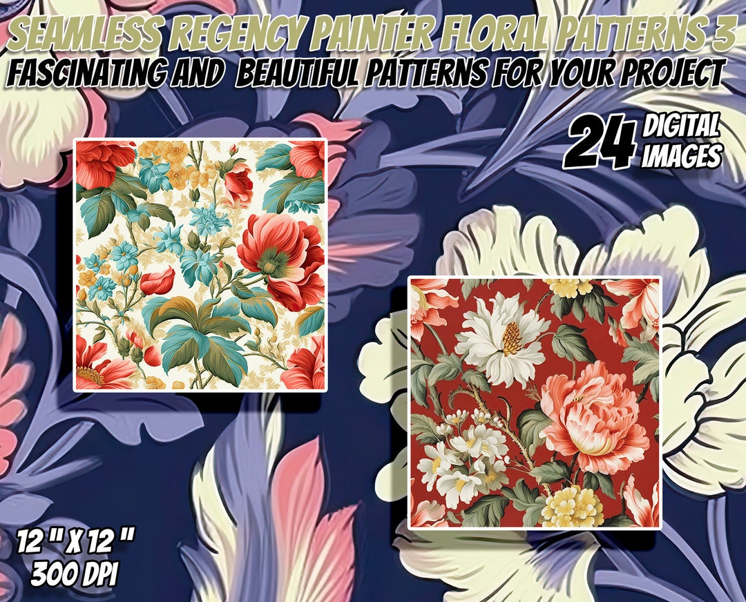 24 Regency Jane Austen Bridgerton Inspired Seamless Patterns Pack 3 ...