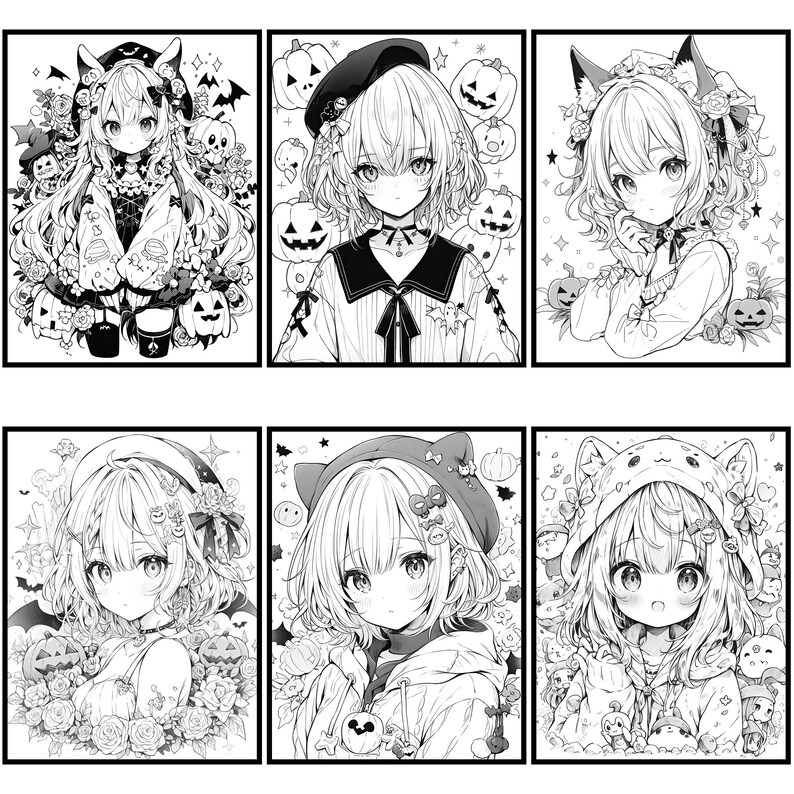 Kawaii Halloween Coloring Pages Bundle Super Cute Holiday - Etsy