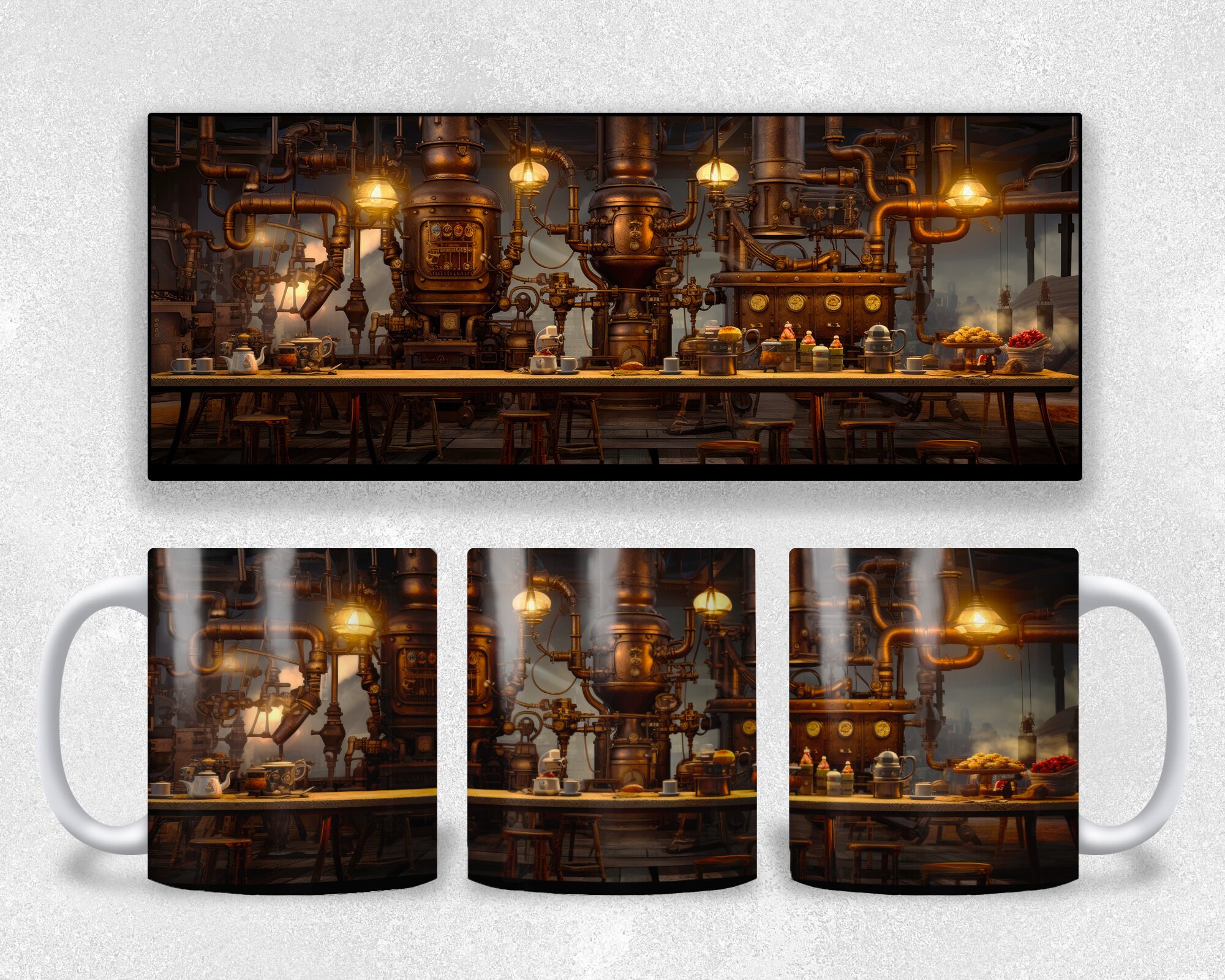 Steampunk Coffee Mug Wrap Design Bundle, Steampunk Coffee Mug, 11oz ...