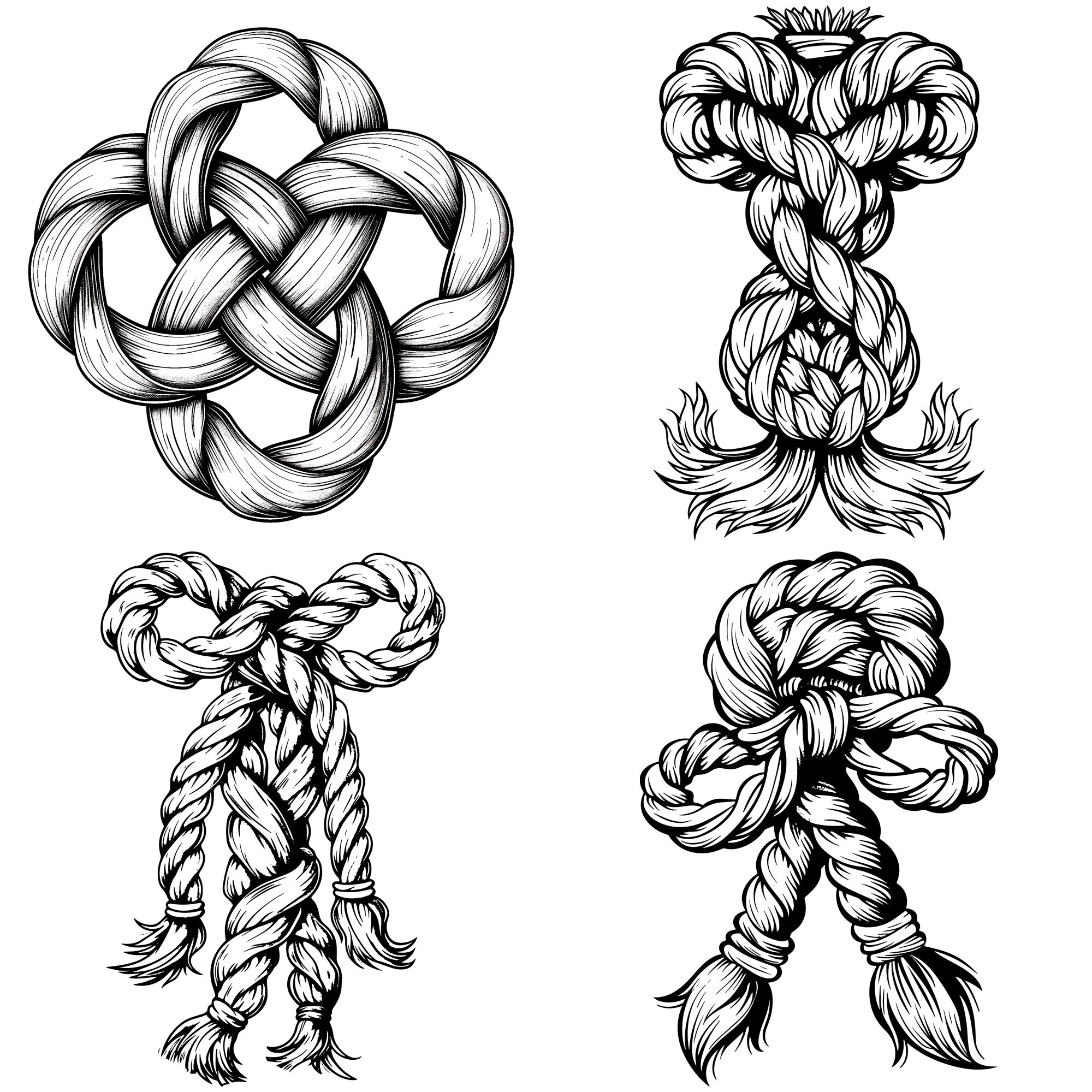 35 Rope Knots Clipart Bundle / Outline & Stamp Graphics / Decorative ...