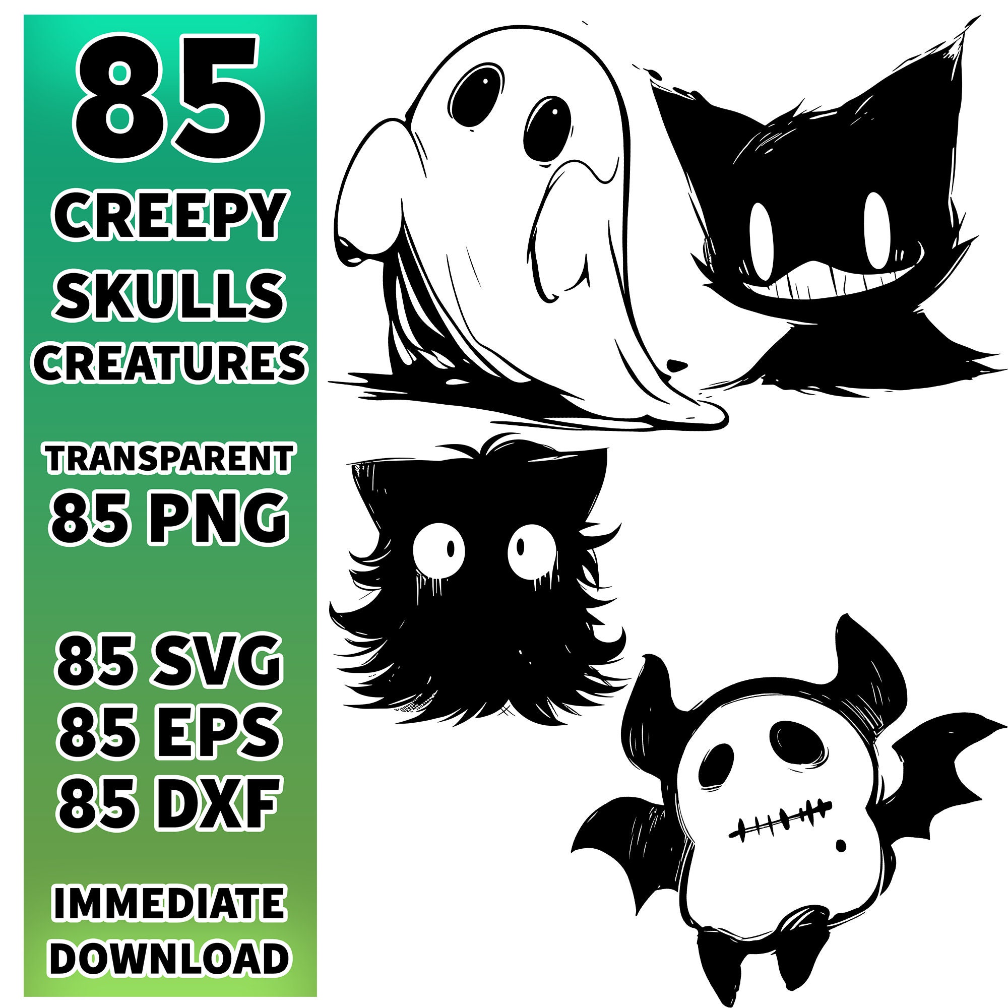 Anime Creepy Skulls Creatures SVG PNG Dxf Eps Bundle, Horror, Occult ...