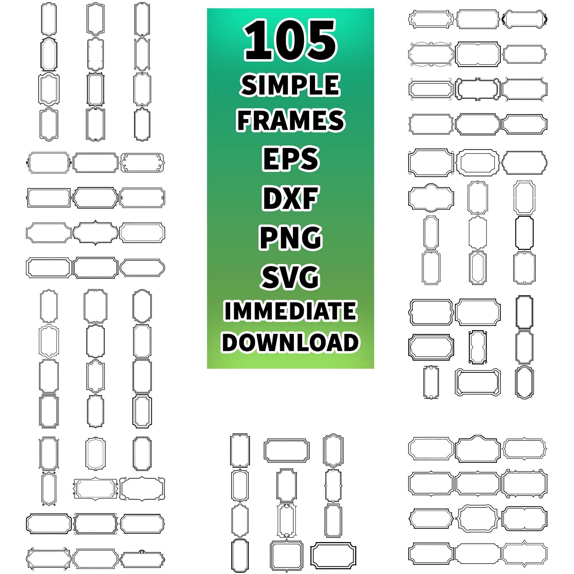 105 Simple Border Clipart Bundle / Outline & Stamp/ Retro Vintage ...