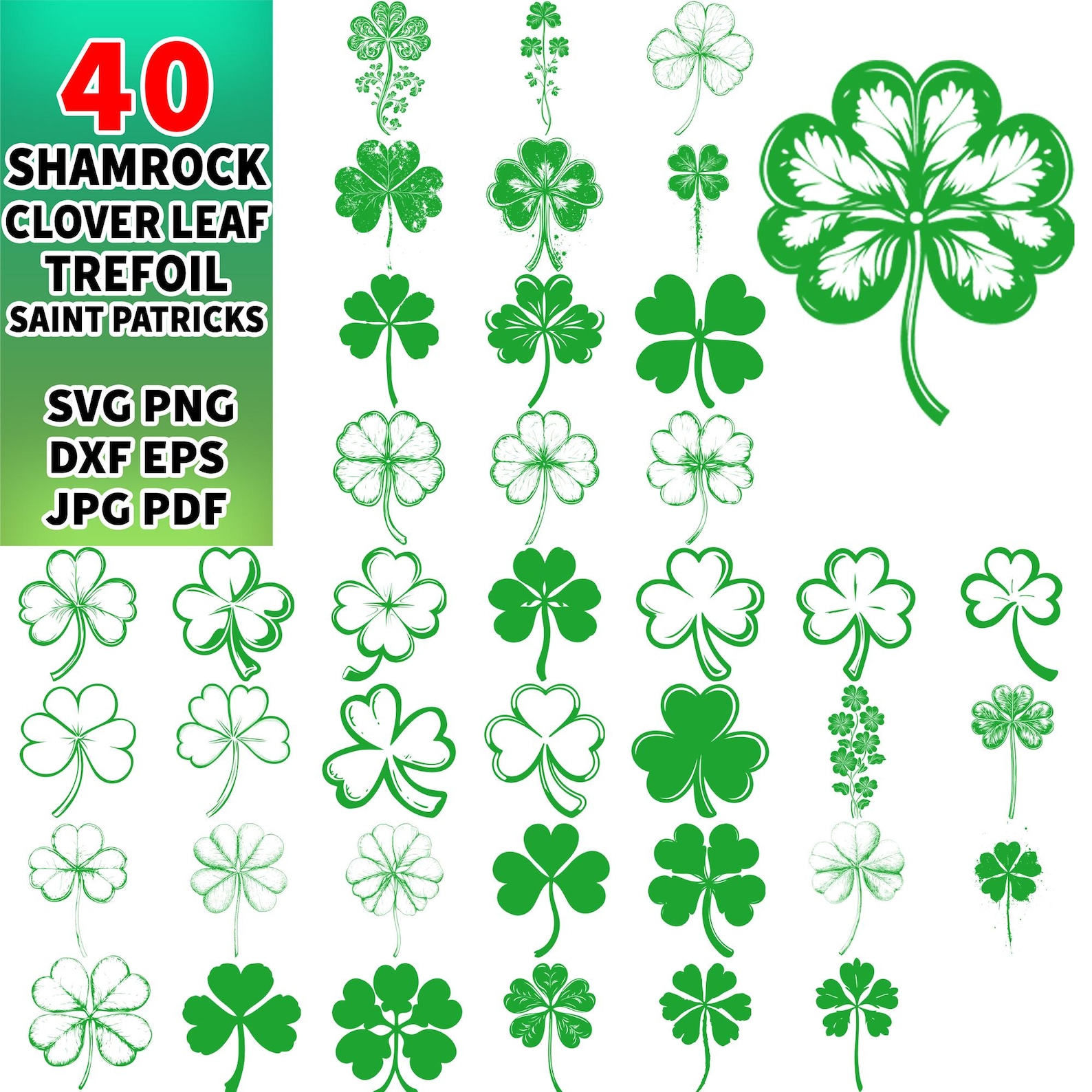 Shamrock SVG Bundle: Saint Patrick's Day Clover Cut Files (digital ...