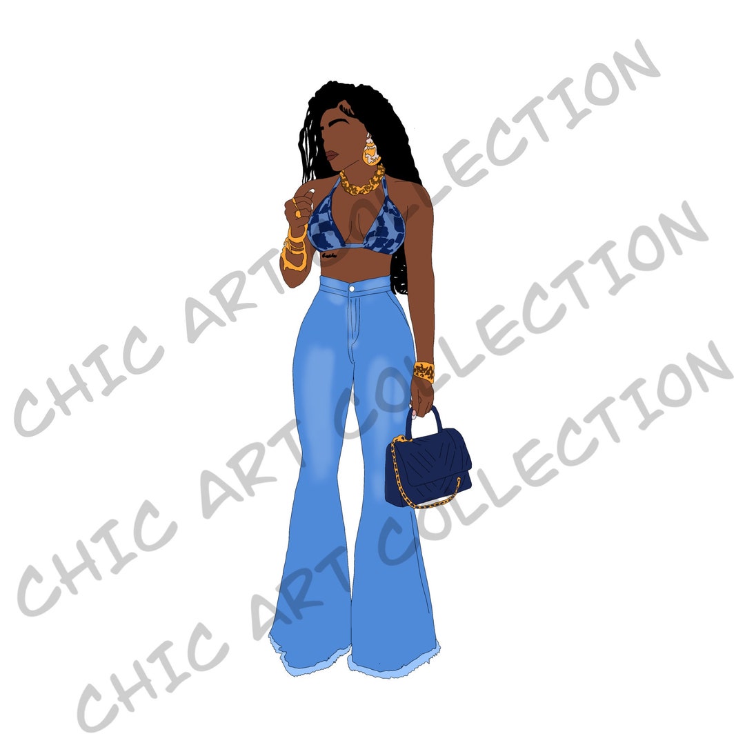 Denim Girl Clipart, Jean Girl Clipart, Black Woman Clipart, African ...