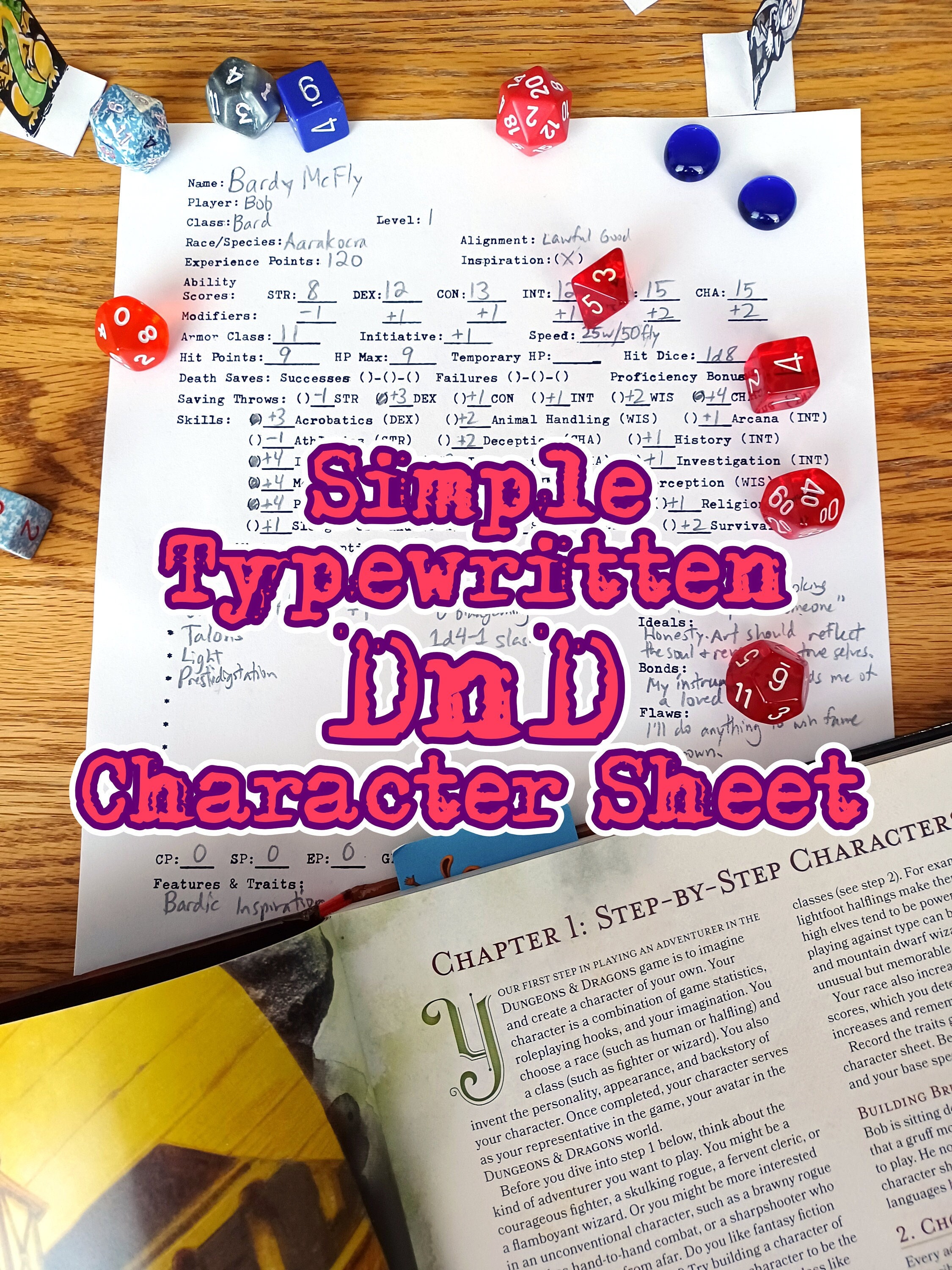 Dnd Simple Typewritten Character Sheet - Etsy