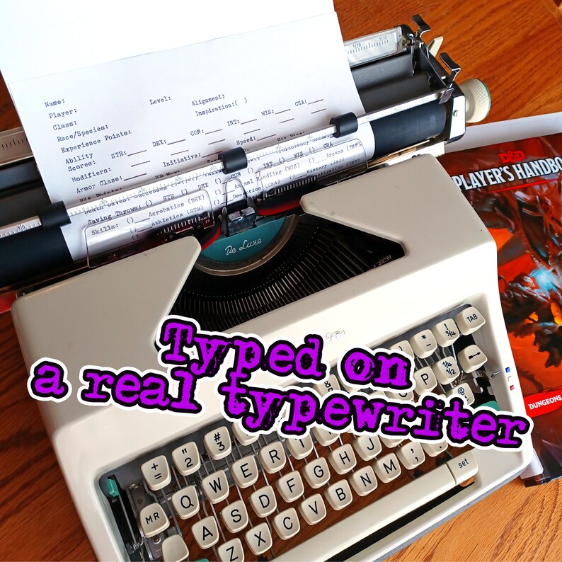 Dnd Simple Typewritten Character Sheet - Etsy