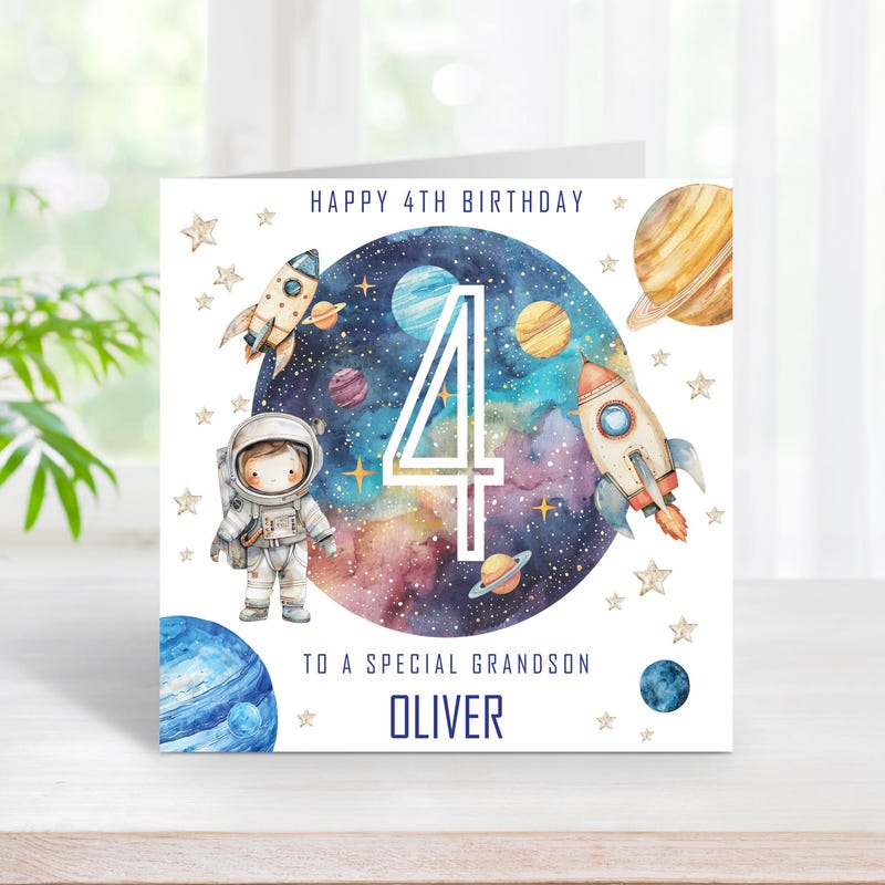 4th Birthday Space Card - Etsy UK