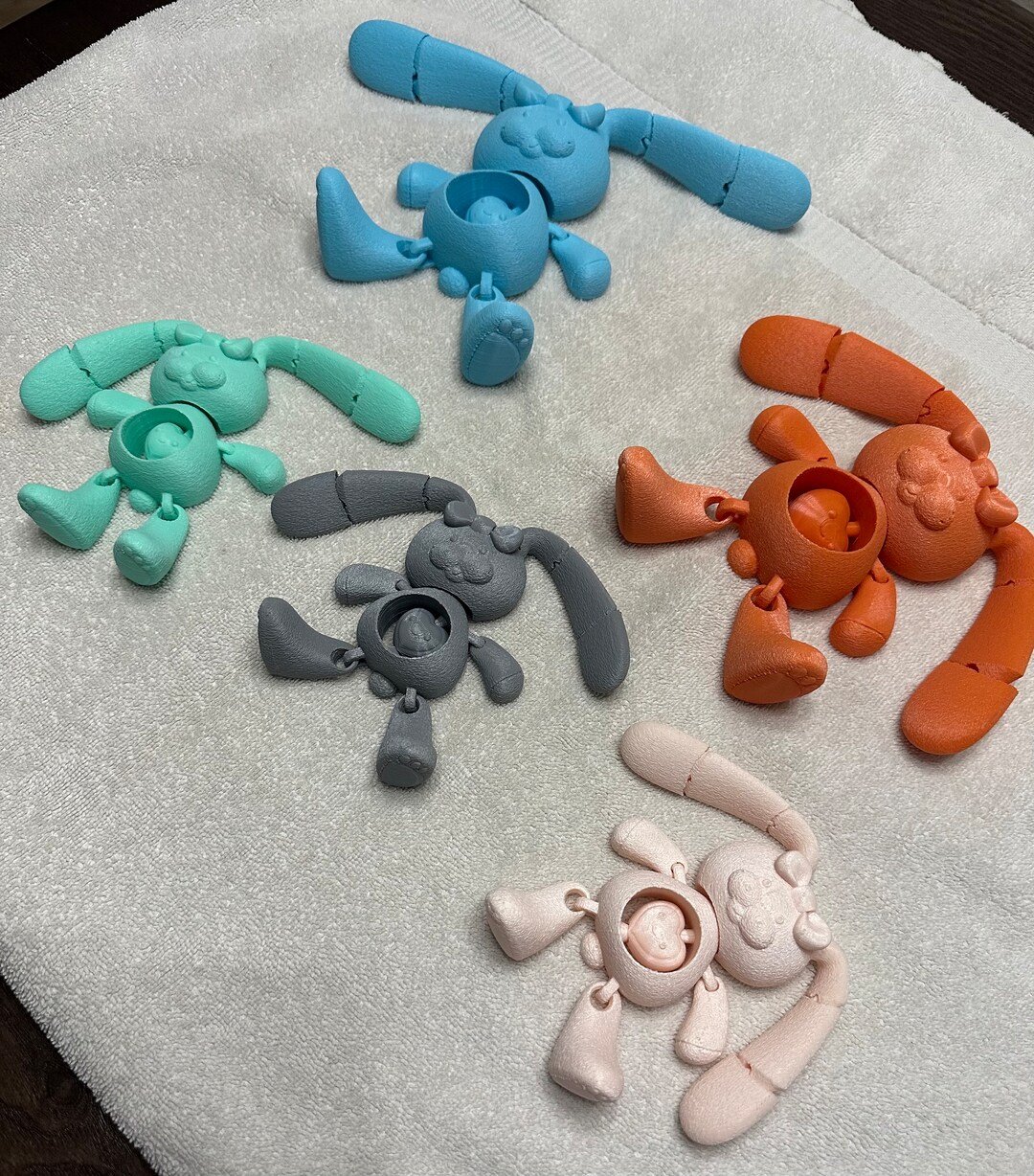 3D Printed- Flexi Bunny With Spinning Heart - Etsy
