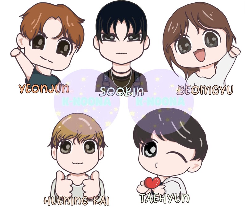 TXT Inspired Chibi Art TOMORROW X TOGETHER Kawaii Txt Fan Art Digital ...