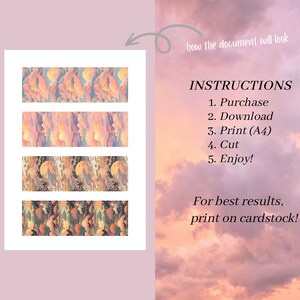 Fillable sunset Bookmark Set Digital Sky Illustration Stationary Unique ...