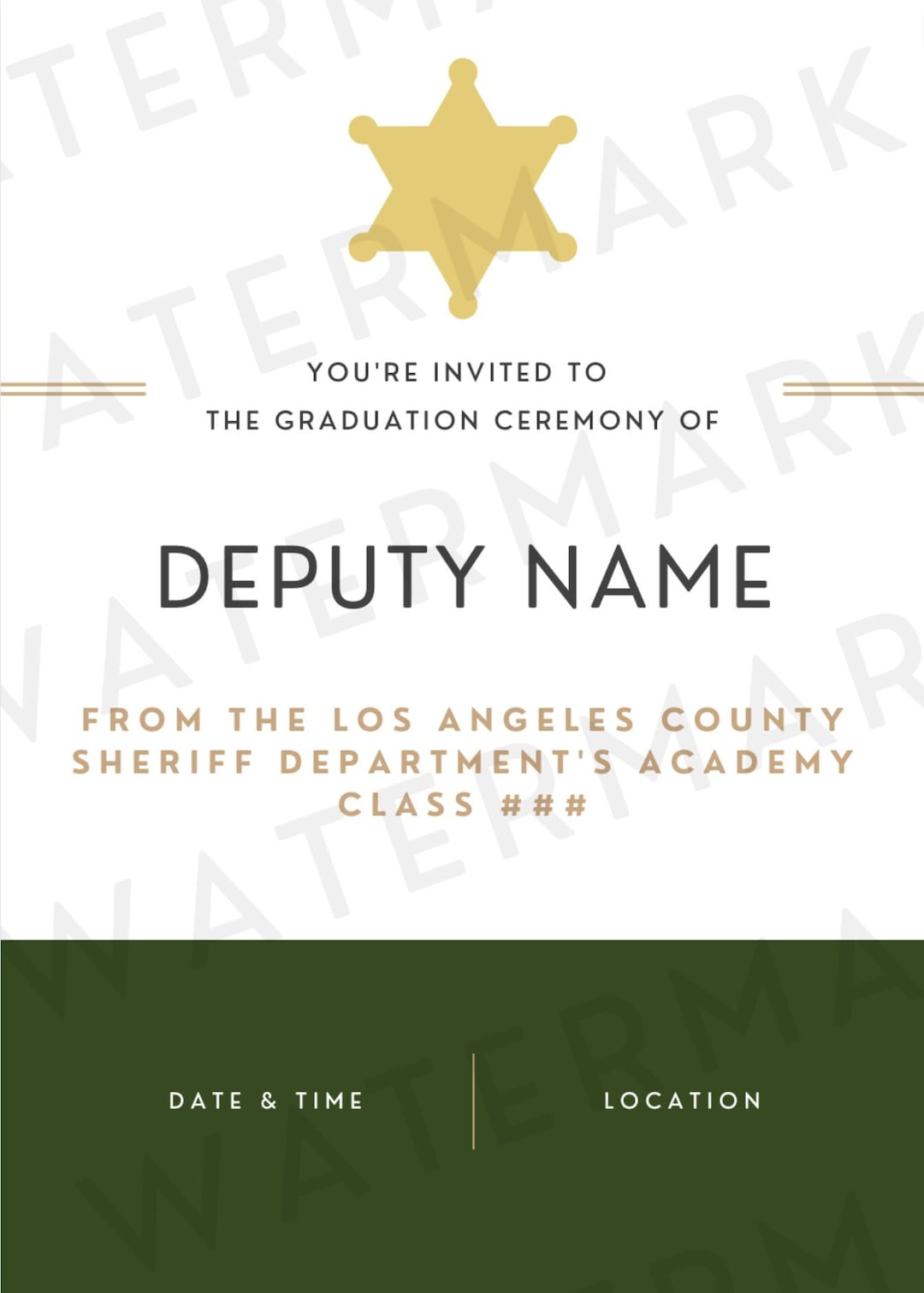 Sheriff Deputy Graduation Invitation - Etsy