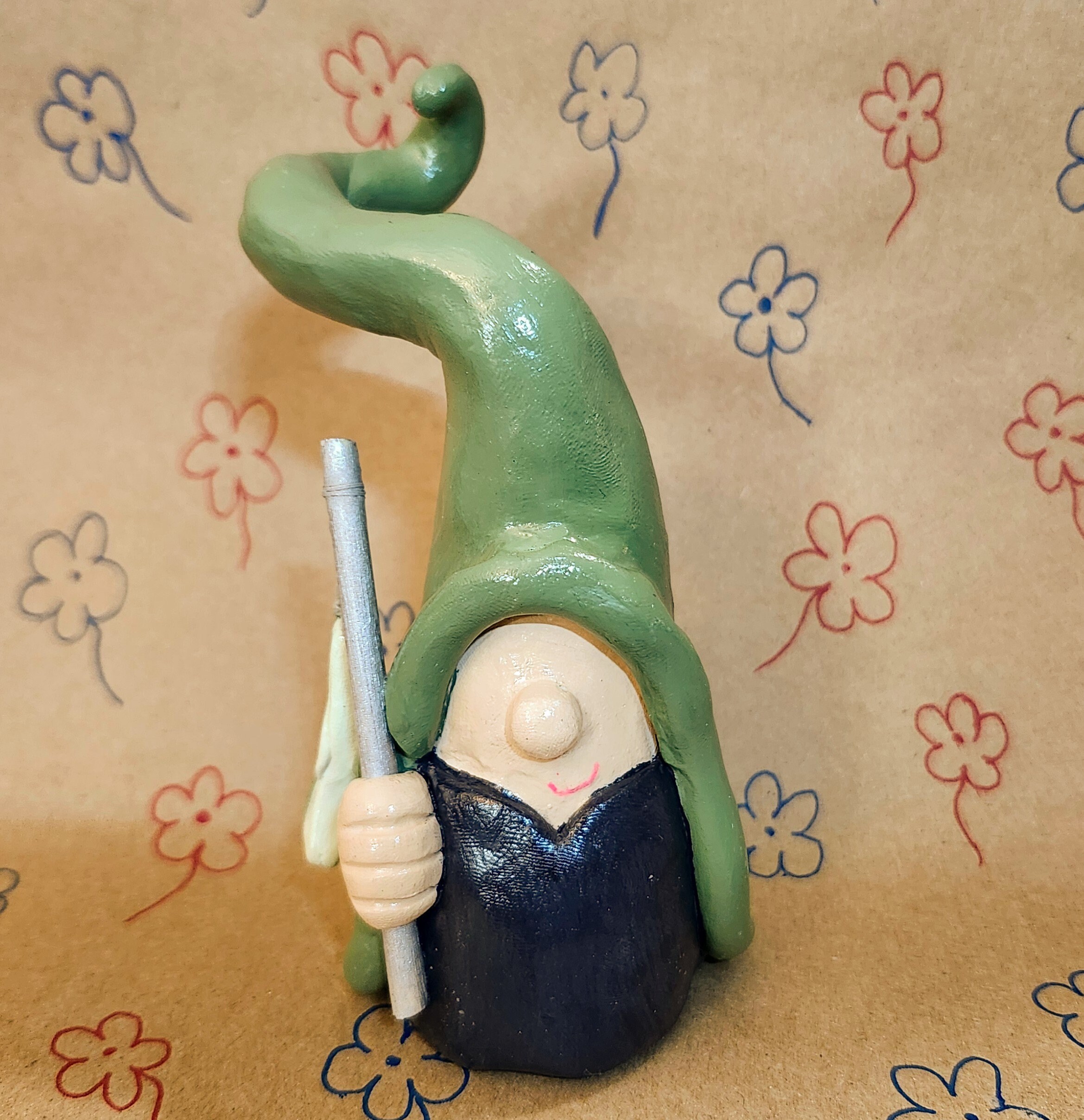 Fisherman Gnome With Fish on Pole. Handmade Polymer Clay. Great ...
