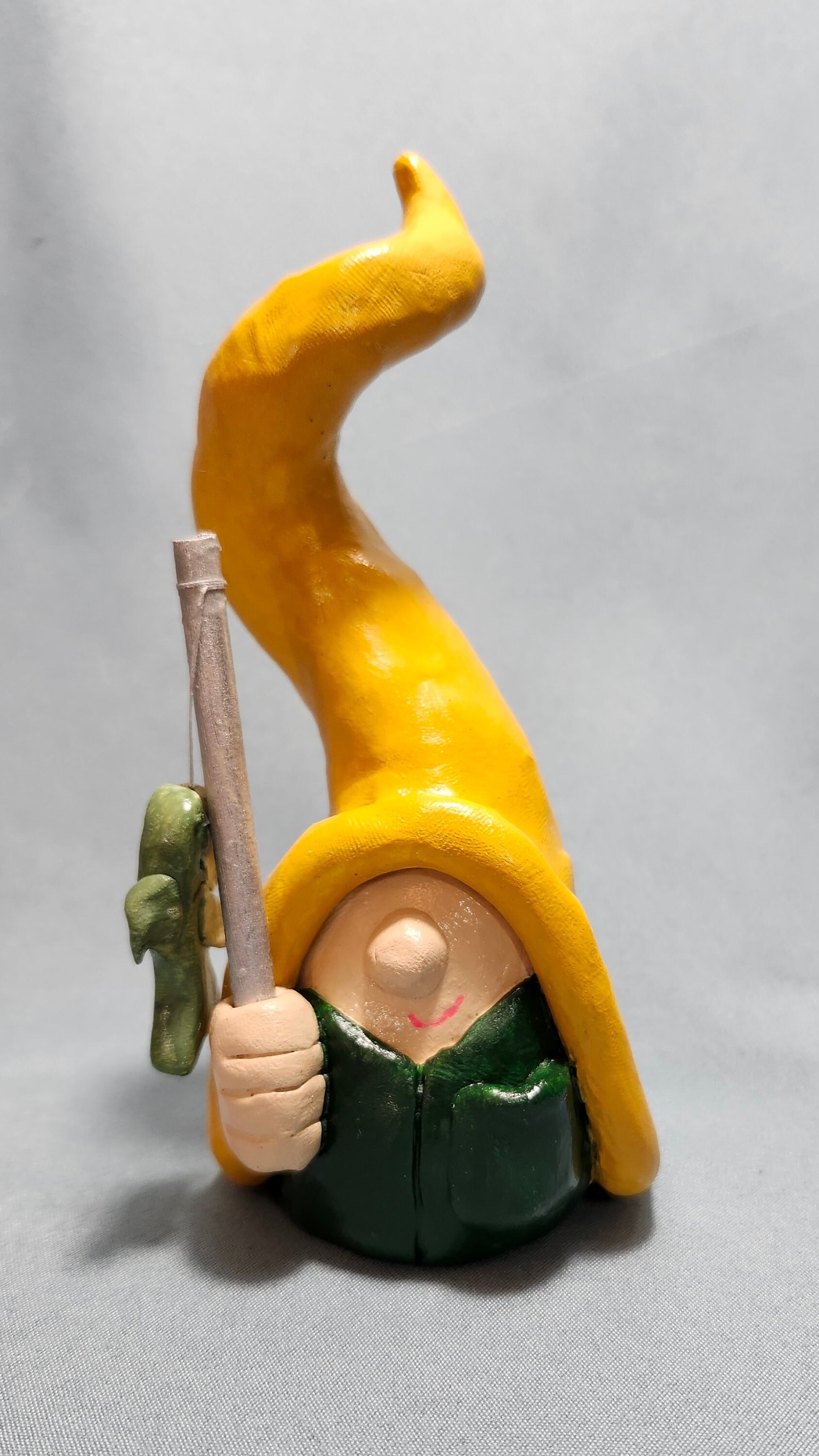 Fisherman Gnome With Fish on Pole. Handmade Polymer Clay. Great ...