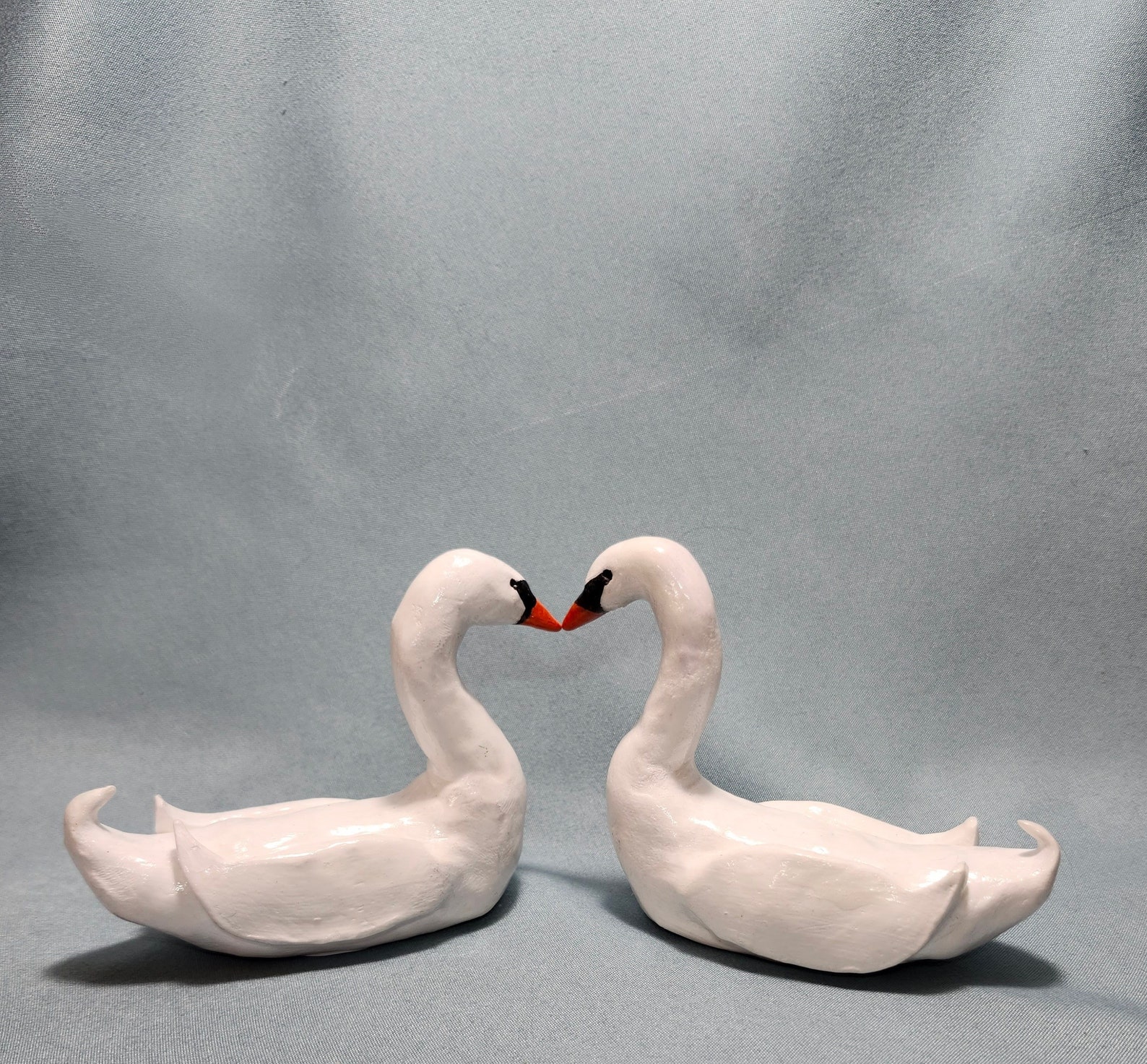 Kissing Swans Clay Figurines Great Gift for Her Anniversary, Wedding ...