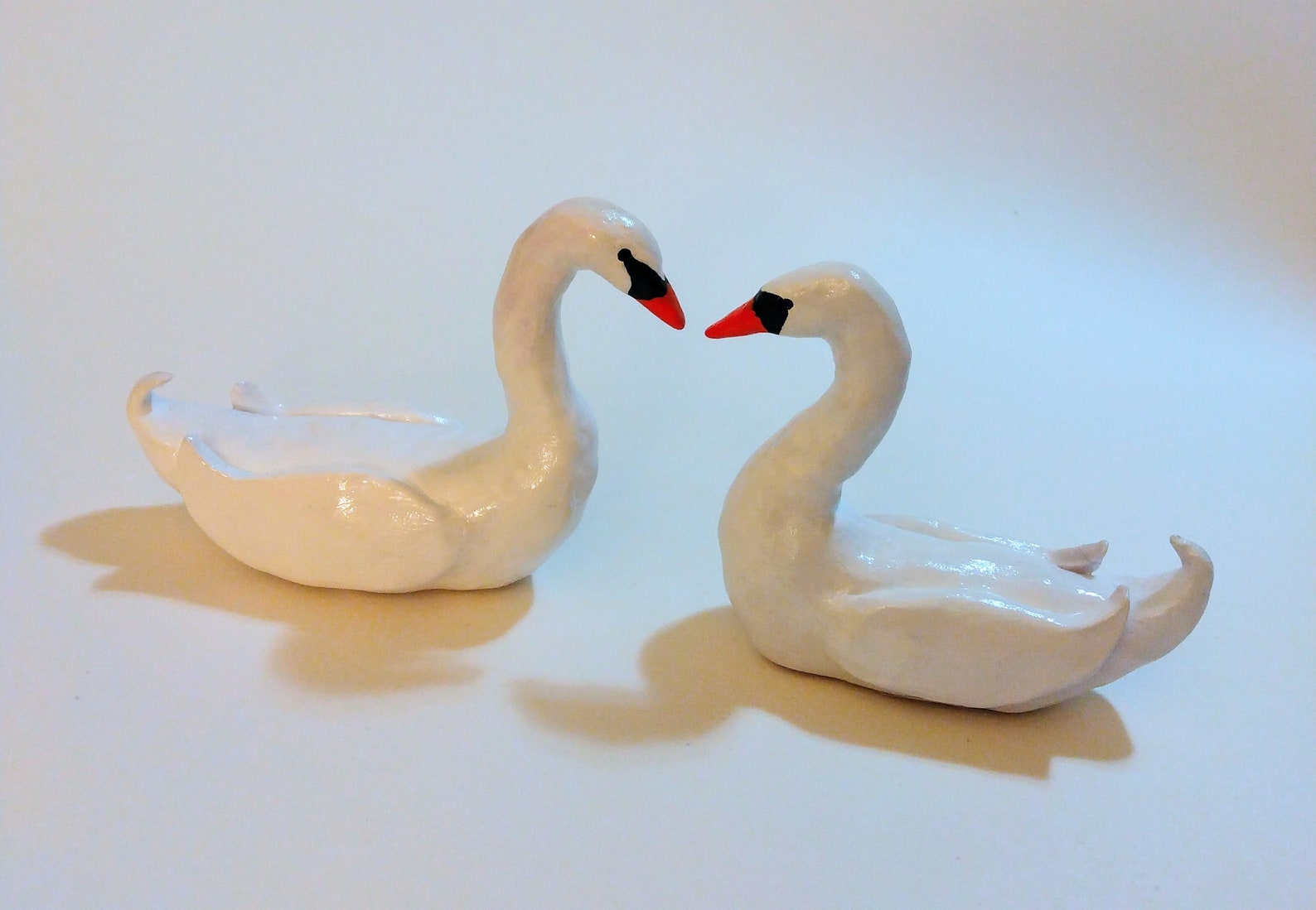 Kissing Swans Clay Figurines Great Gift for Her Anniversary, Wedding ...