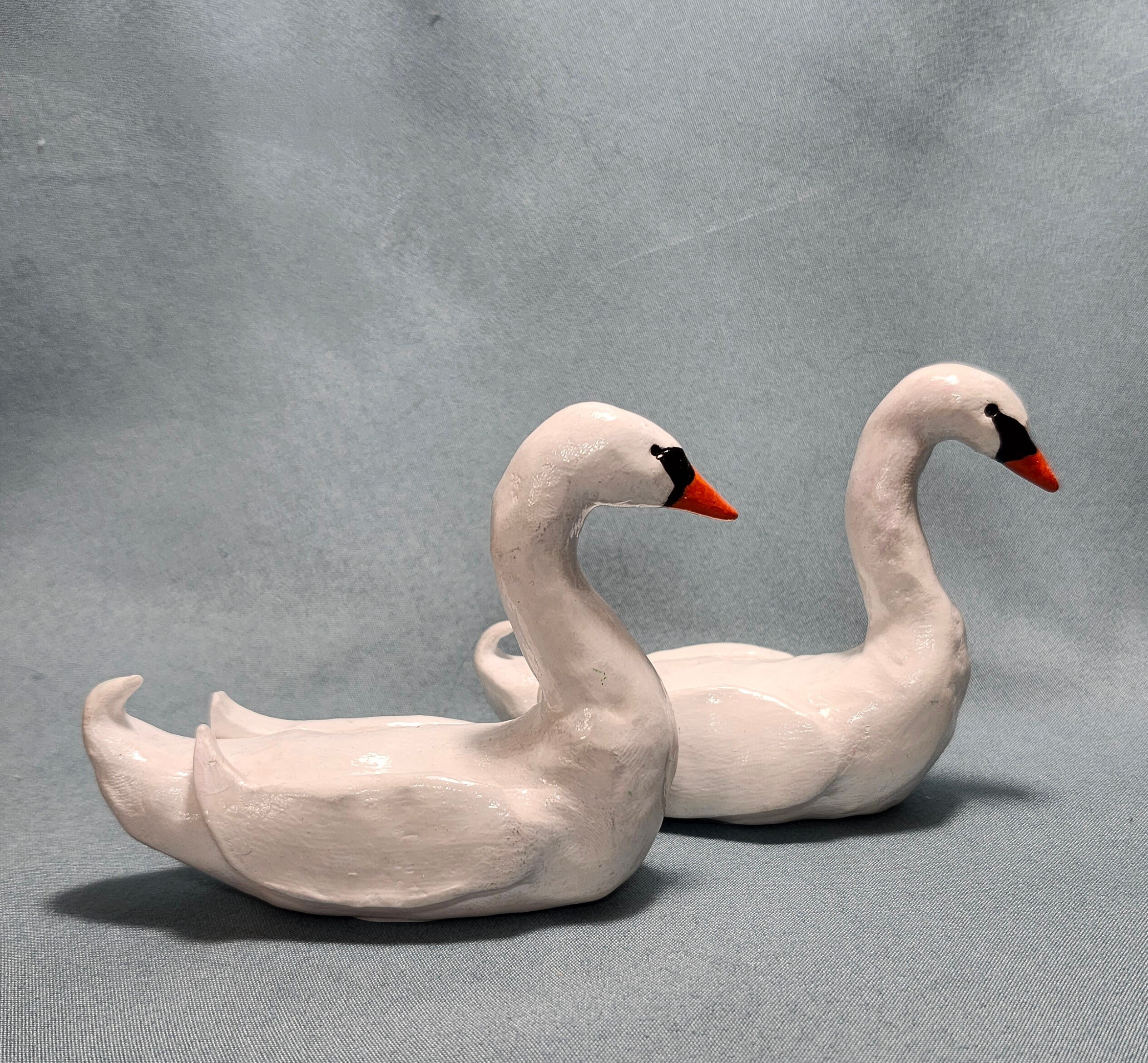 Kissing Swans Clay Figurines Great Gift for Her Anniversary, Wedding ...
