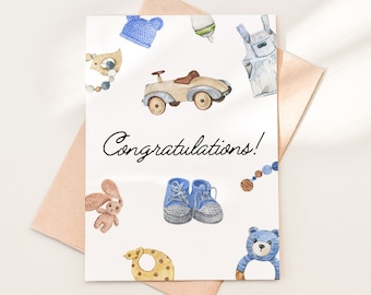 Baby Girl Congratulations Card Download PDF, Printable New Baby Card ...
