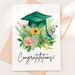 Green Graduation Cap Printable Greeting Card, Congratulations ...