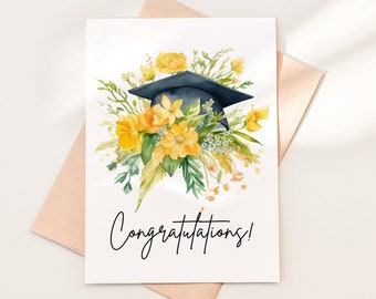 Green Graduation Cap Printable Greeting Card, Congratulations ...