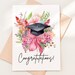 Floral Pink Bow Graduation Cap Congratulations Card Download, Printable ...