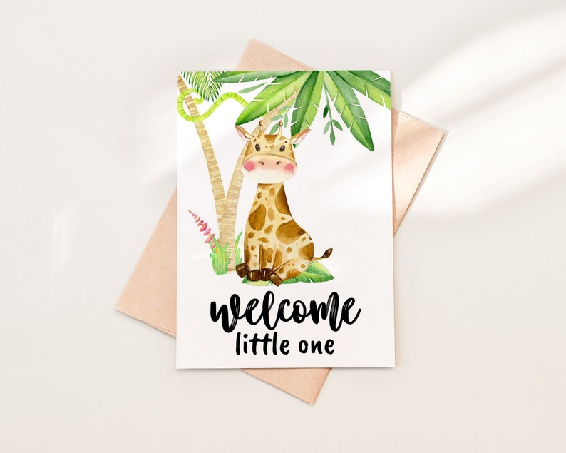 Baby Giraffe Welcome Little One Card Download, Printable Baby Giraffe ...