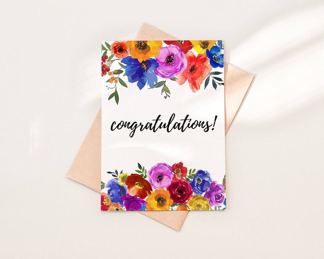 Bright Flowers Congratulations Card Download, Printable Floral Congrats ...