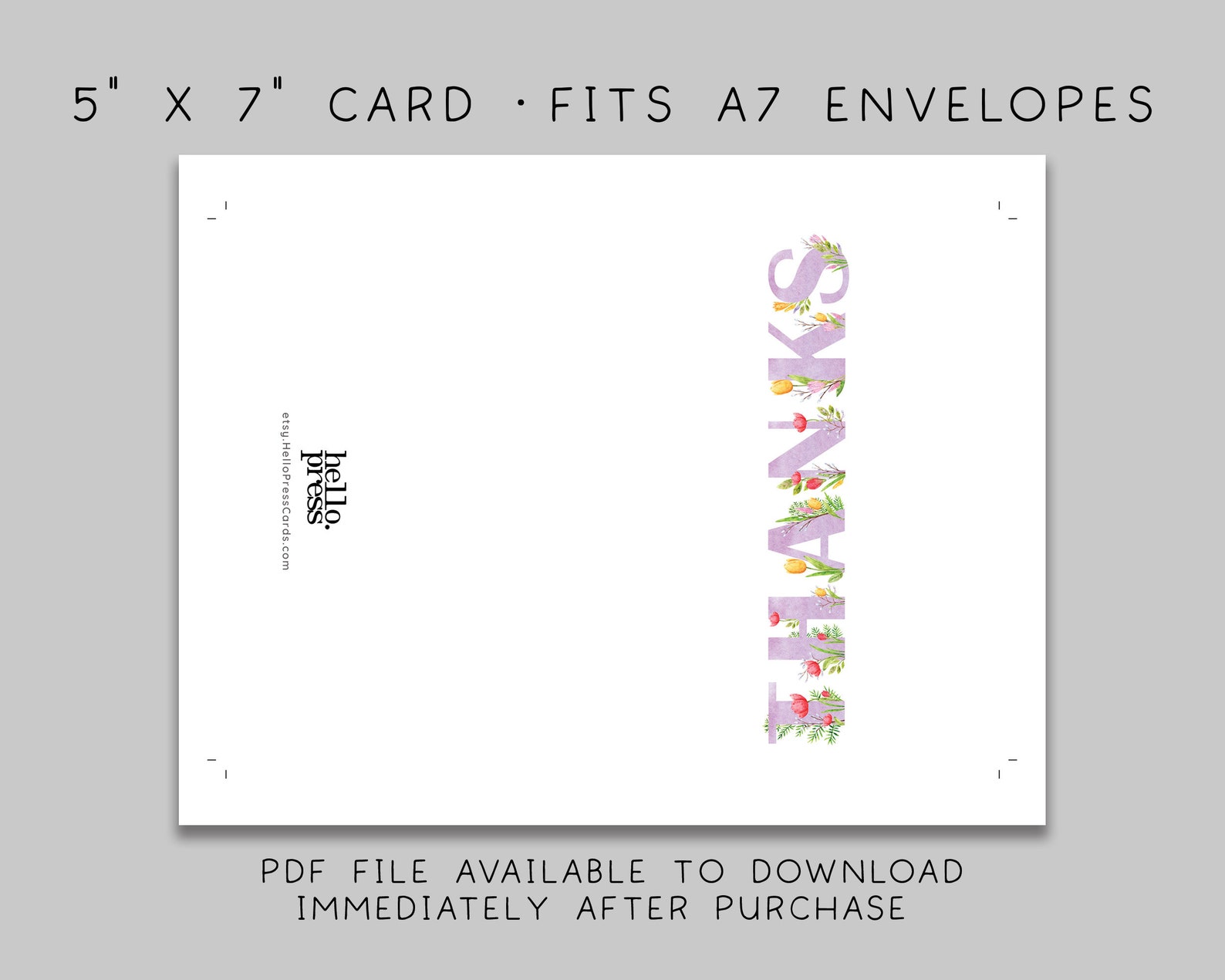 Spring Floral Thank You Card Download PDF, Tulips Flowers Thanks Card ...