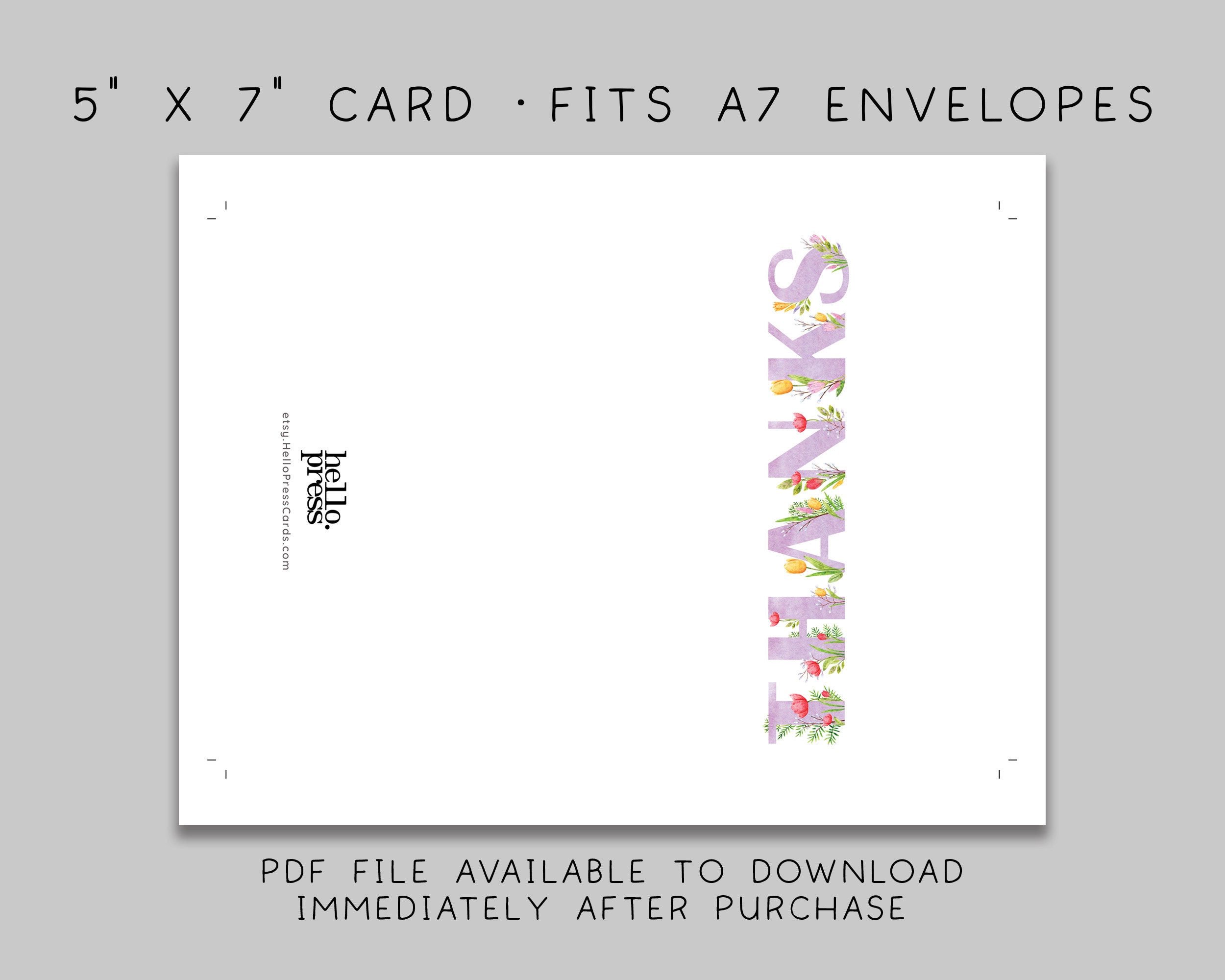 Spring Floral Thank You Card Download PDF, Tulips Flowers Thanks Card ...