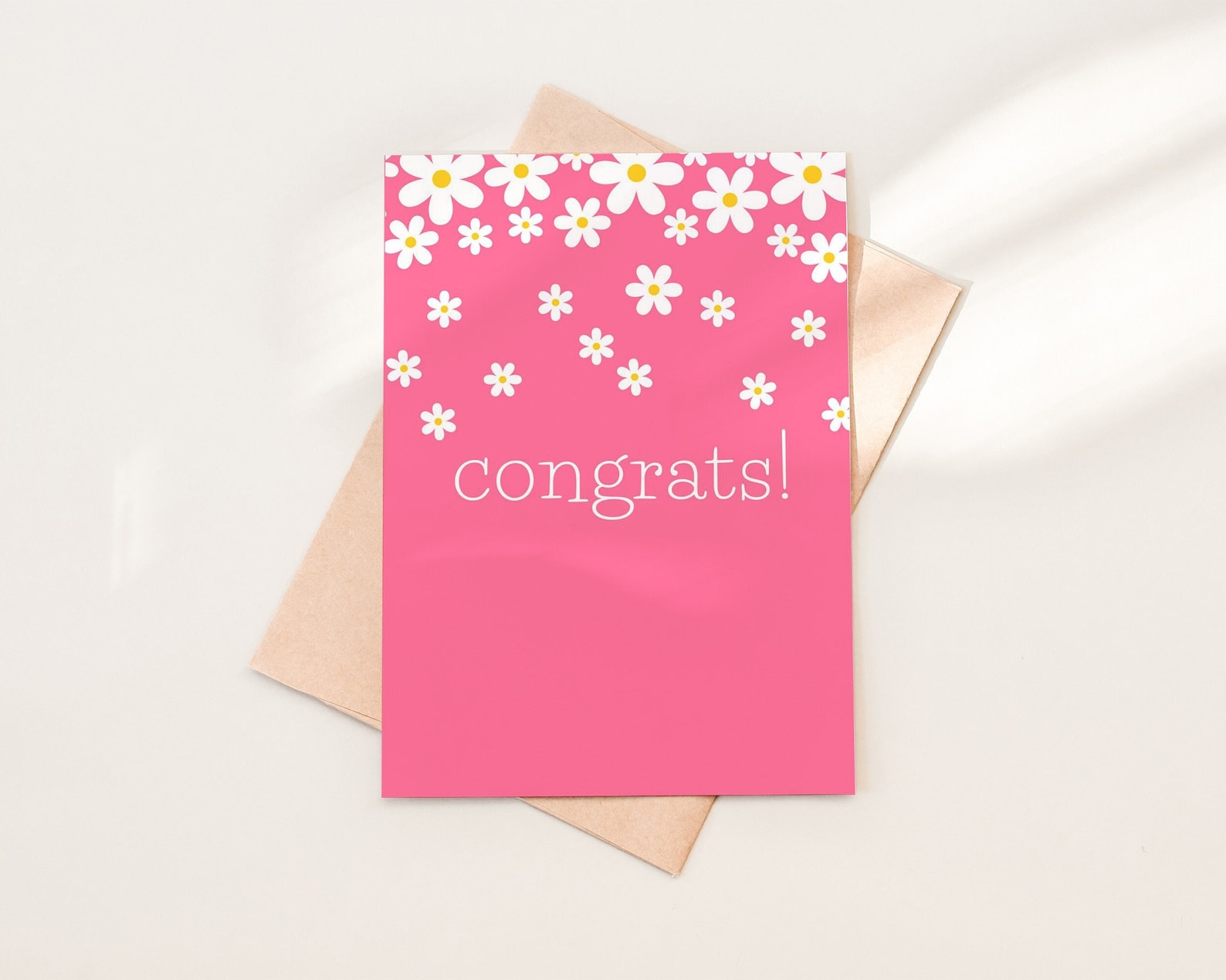 Daisy Congrats Card Download, Pink Bright Congratulations Card Template ...