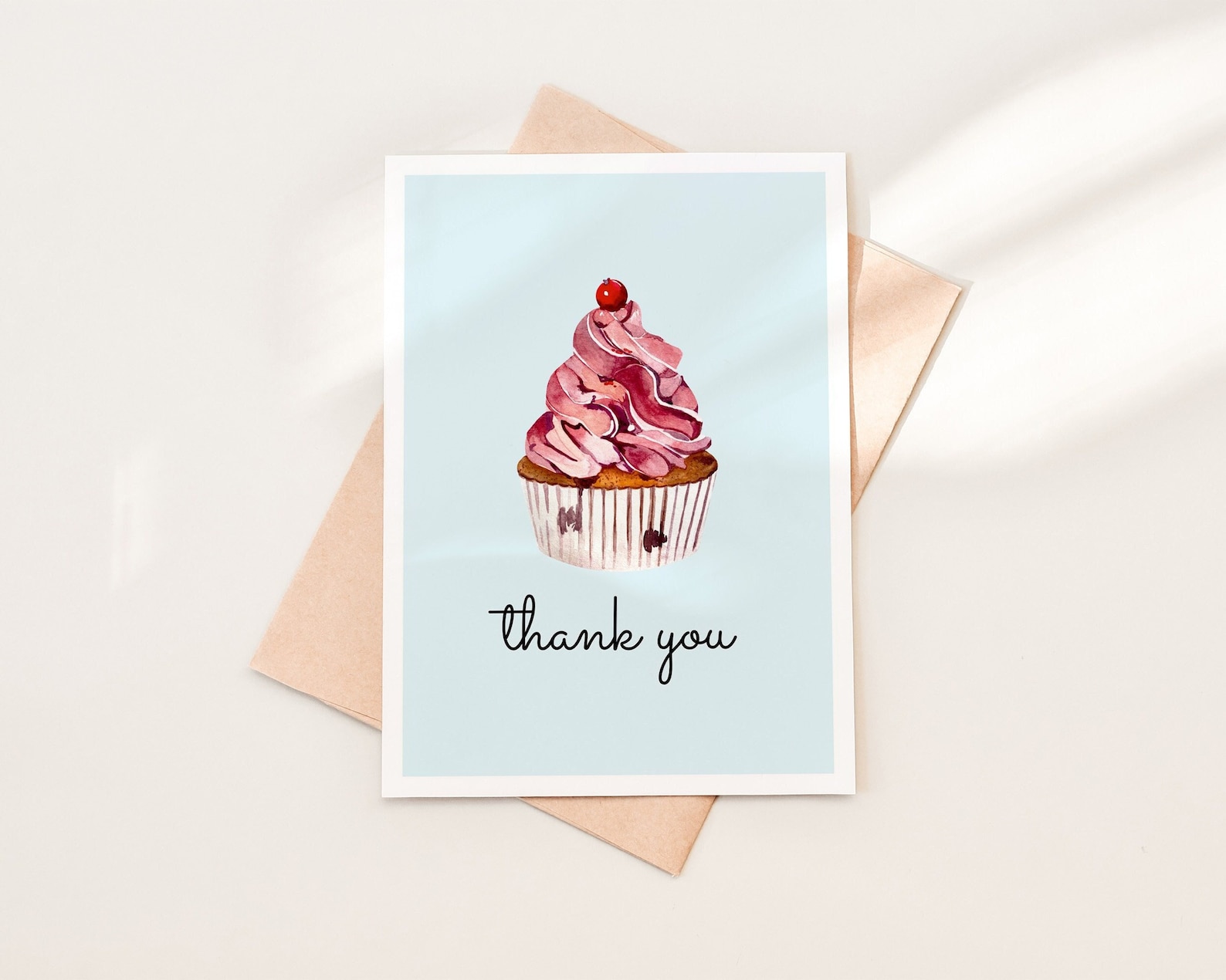 Cupcake Thank You Card Download PDF, Printable Cupcake Thank You Note ...