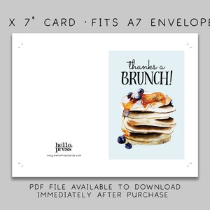 Thanks a Brunch Card Download, Printable Brunch Thank You Card, Brunch ...