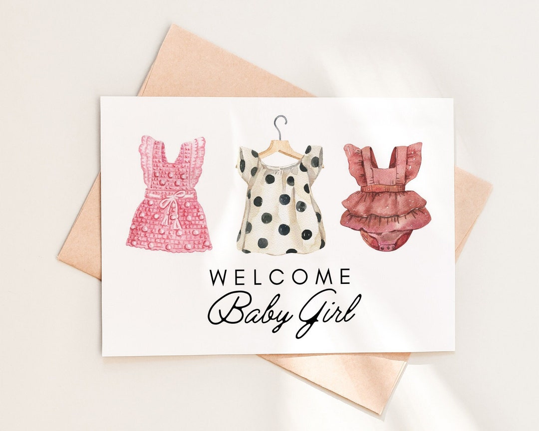 Welcome Baby Girl Card Download, Congratulations Baby Shower Greeting ...