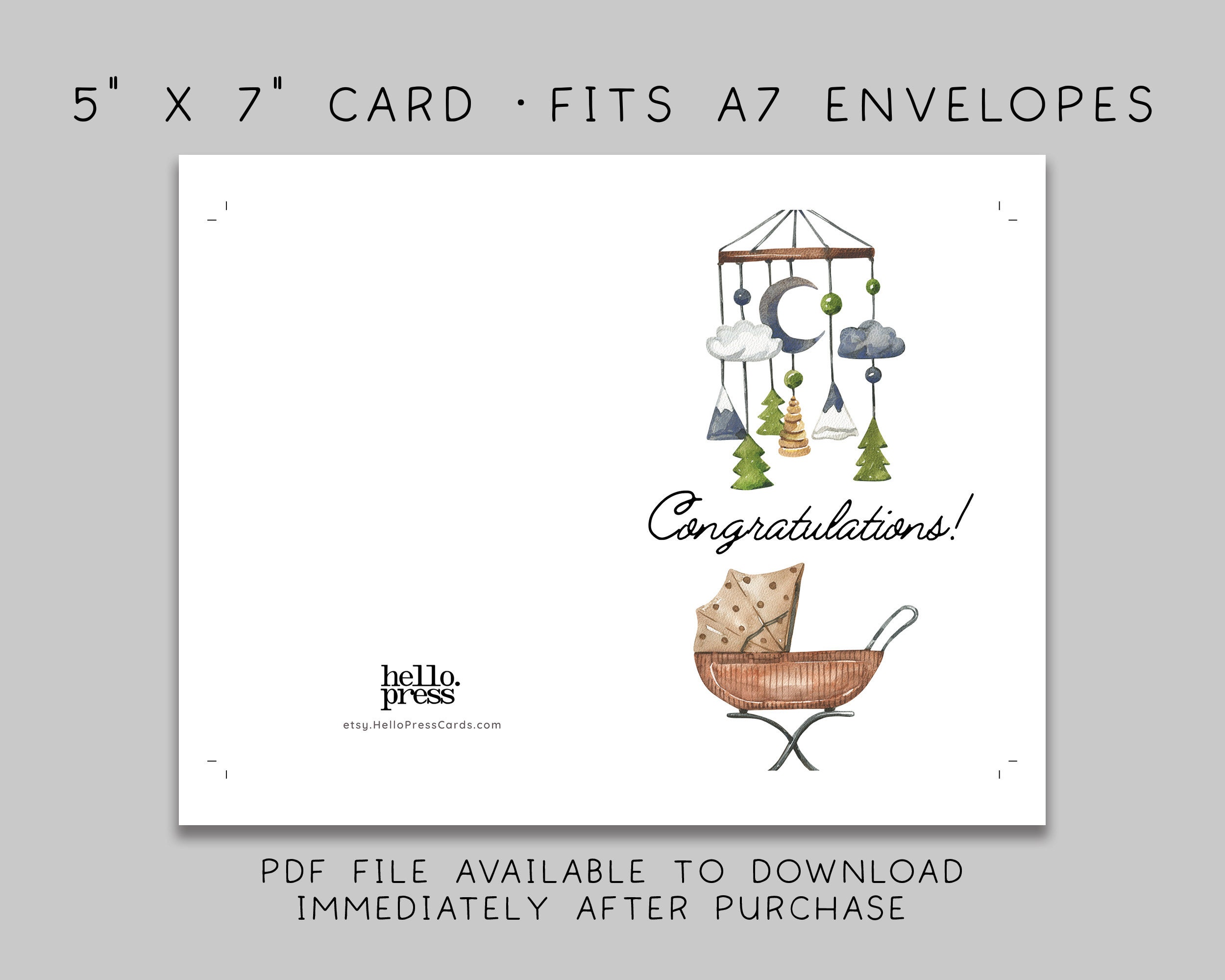 Congratulations Baby Shower Card Download, Printable New Baby Boy Card ...