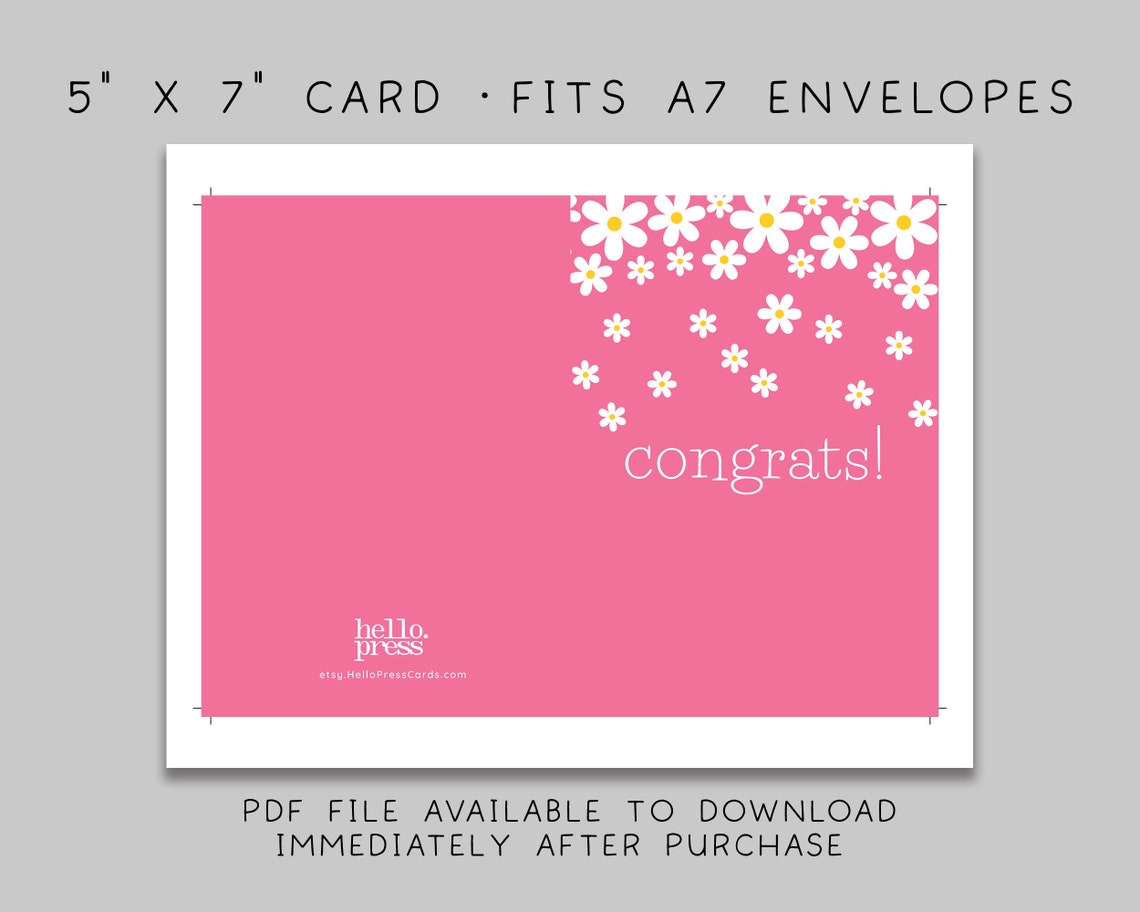 Daisy Congrats Card Download, Pink Bright Congratulations Card Template ...