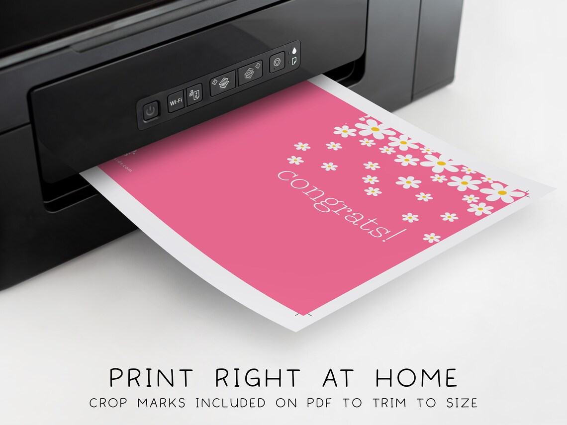 Daisy Congrats Card Download, Pink Bright Congratulations Card Template ...