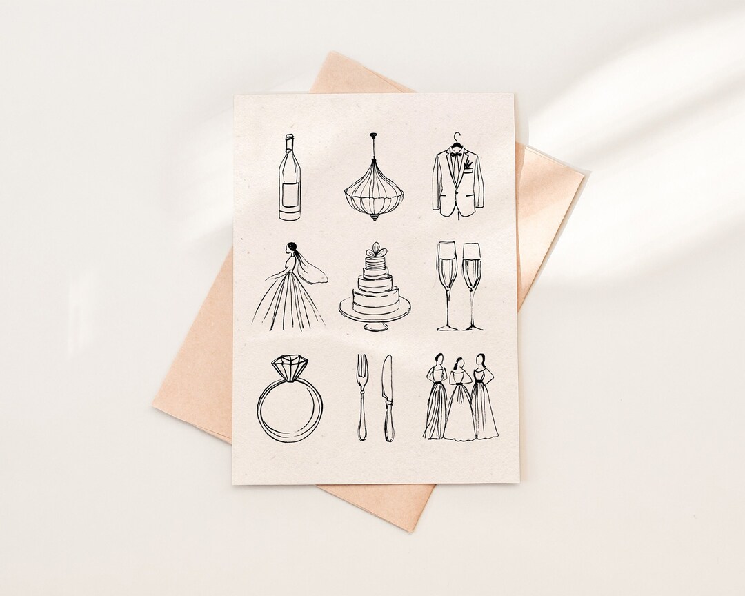 Modern Line Art Wedding Card Download, Congratulations Wedding Card ...