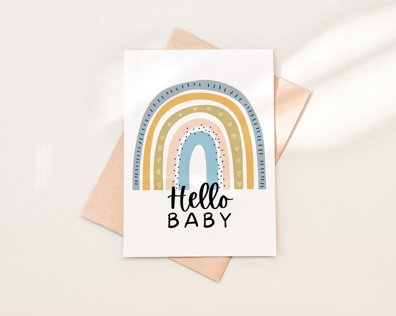 Hello Baby Card Download Printable Baby Shower Greeting Card - Etsy