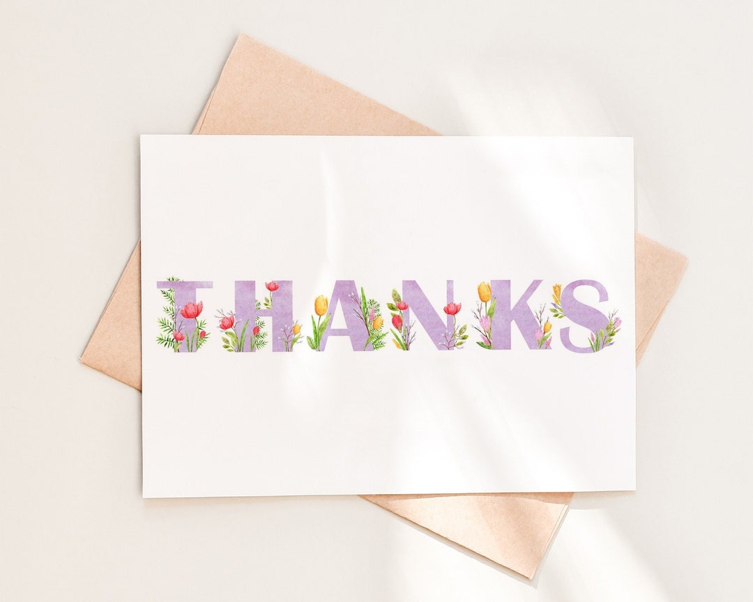 Spring Floral Thank You Card Download PDF, Tulips Flowers Thanks Card ...