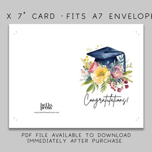 Floral Graduation Cap Congratulations Card Download PDF, Printable ...