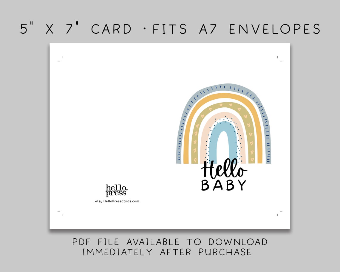 Hello Baby Card Download, Printable Baby Shower Greeting Card Download ...